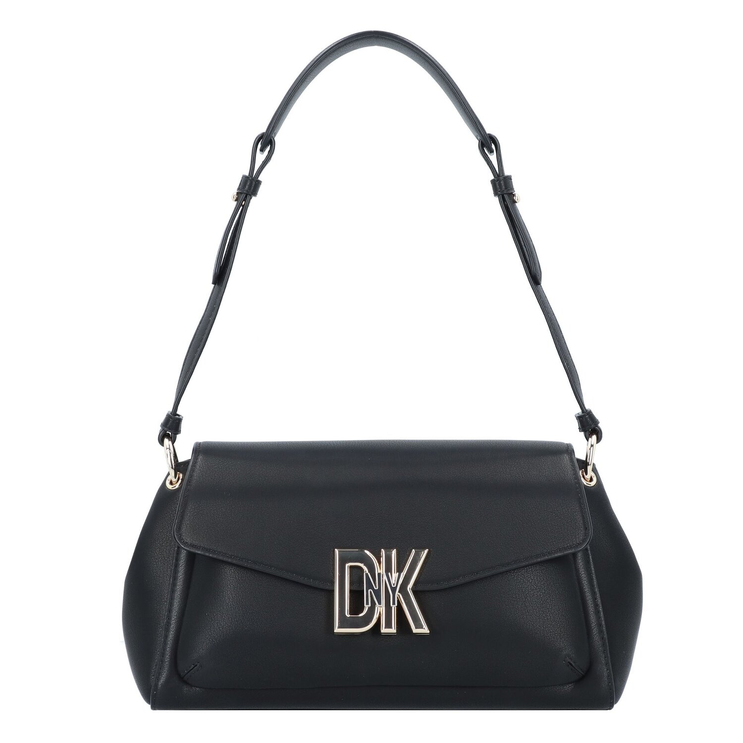 DKNY Downtown Shoulder Bag Leather 28 cm blk-gold | Bags.co.uk